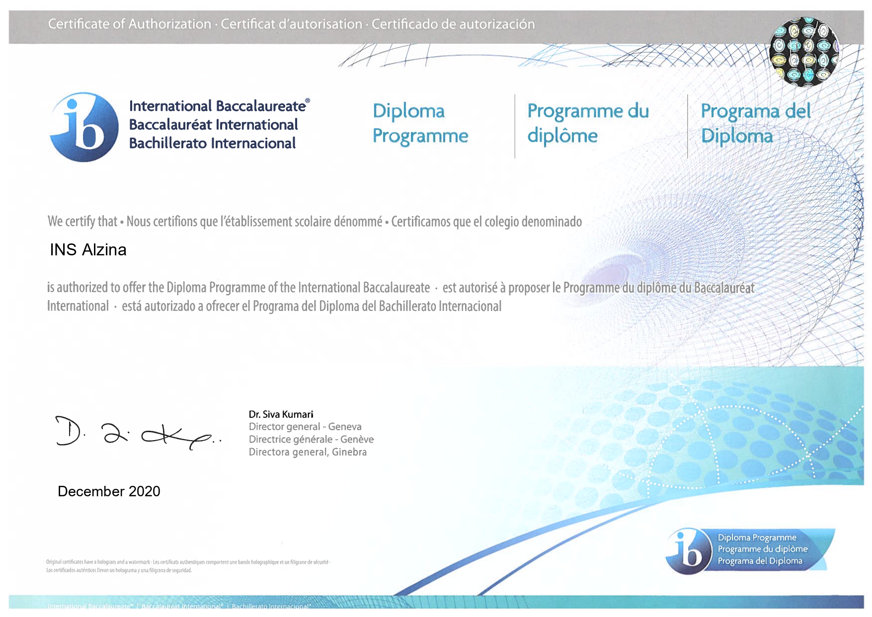 IB Programa i Diploma – Institut L'Alzina